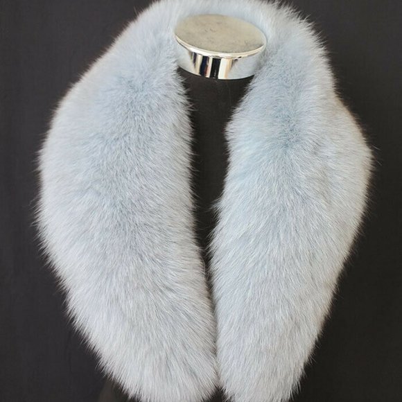 Accessories | New Real Fox Fur Collar Scarf Scarve Lovely Light Blue ...